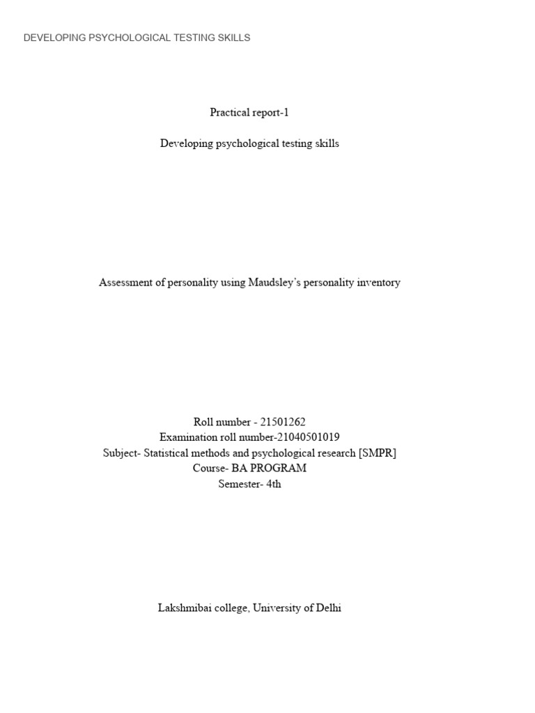Practical Report 1 | PDF | Id | Classical Conditioning