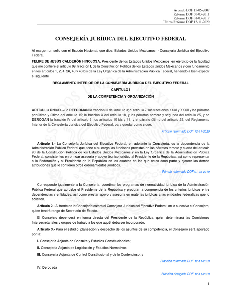 Reglamento Interior CJEF | PDF