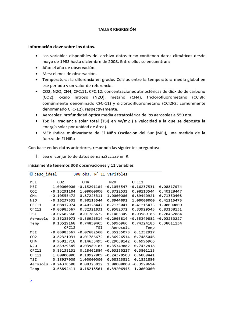 Taller Regresión | PDF