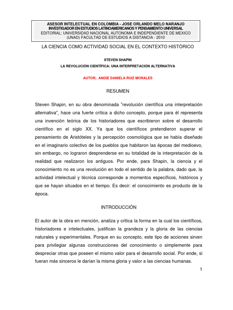 Crítica a la Revolución Científica de Shapin | PDF | Conocimiento | Science