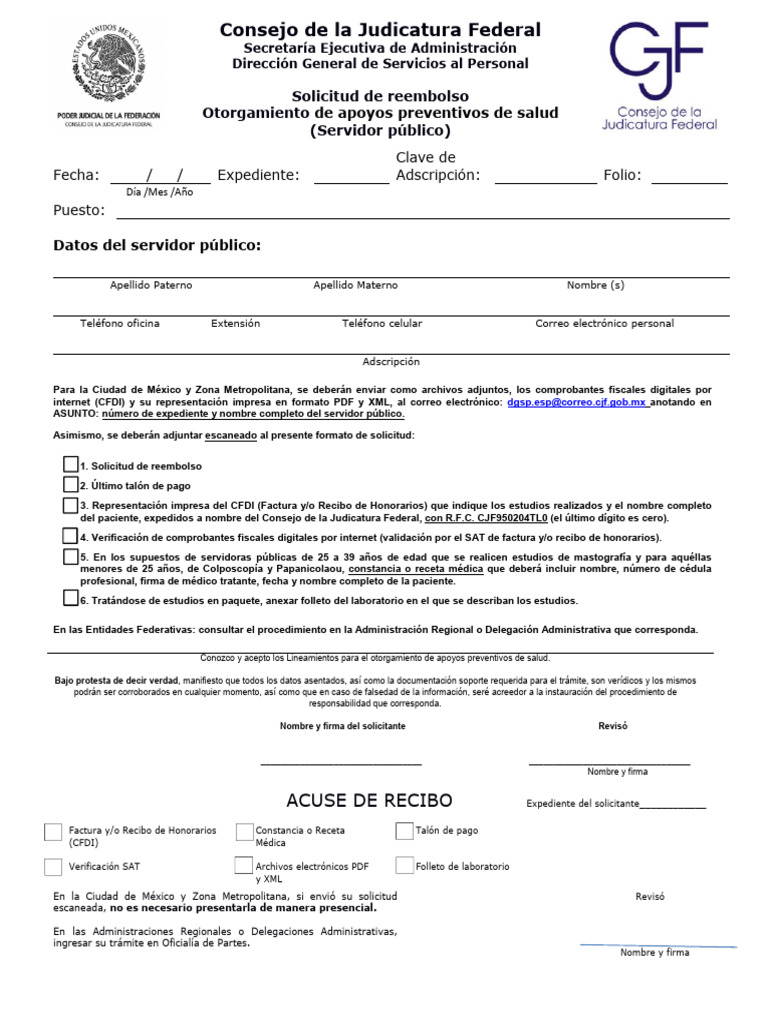 FORMATO PARA REEMBOLSO Estrategia de Salud 2019 | PDF