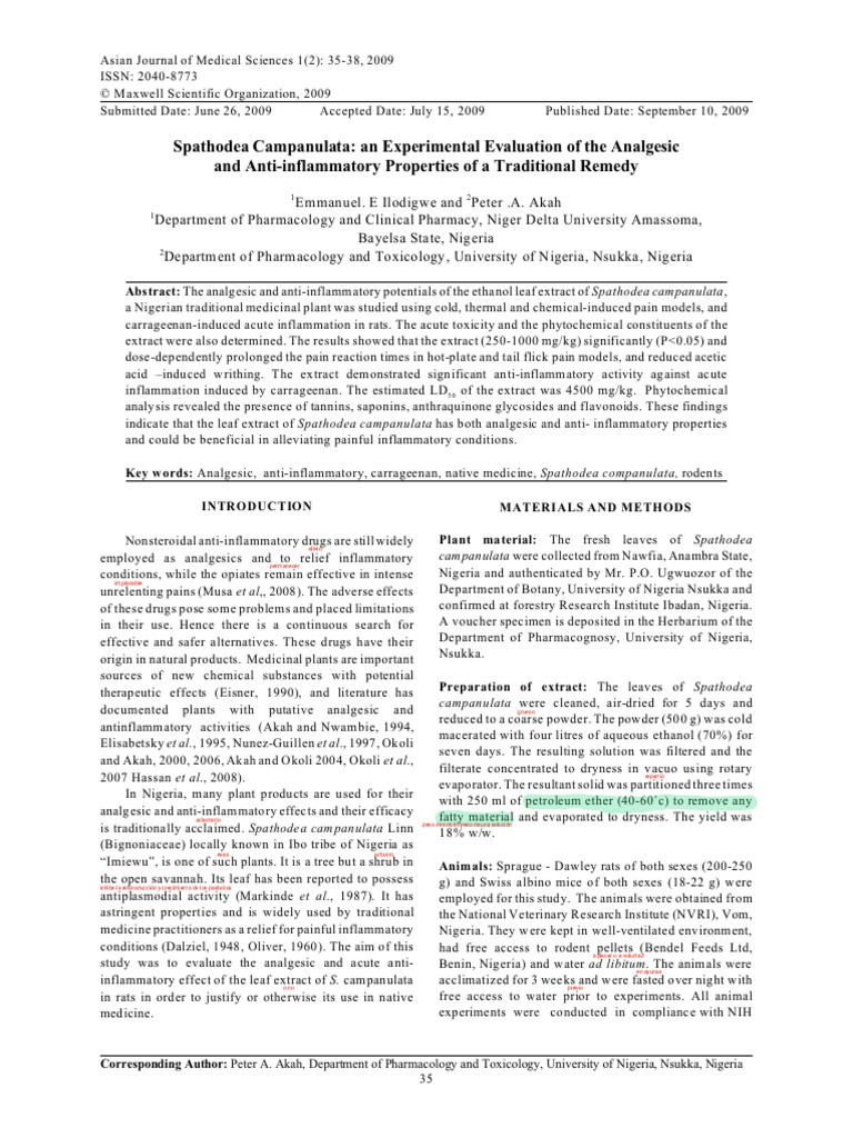 2009 Ilodigwe Original Article Spathodea Campanulata An