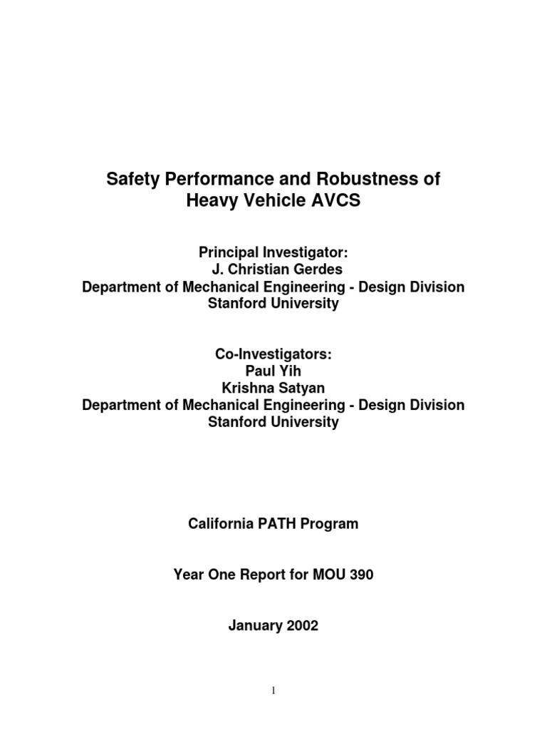 Safety Performance and Robustness of Heavy Vehicle AVCS | PDF ...