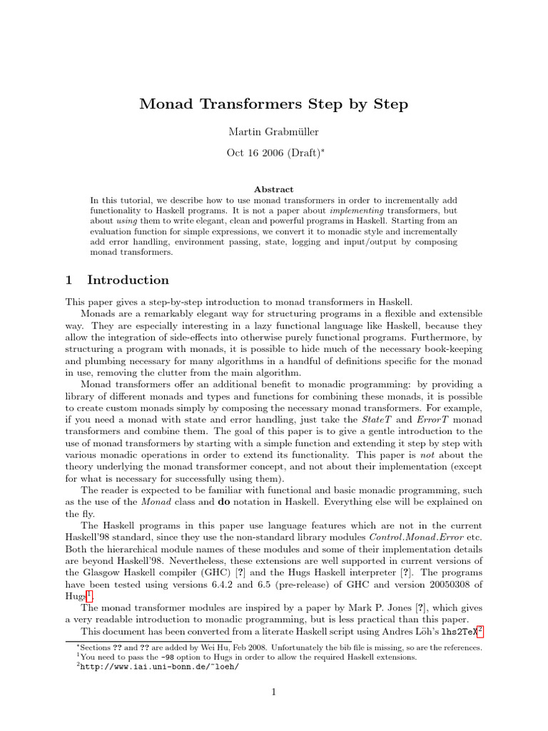 Monad Transformers Step by Step | PDF Monad Transformers Step by Step | PDF