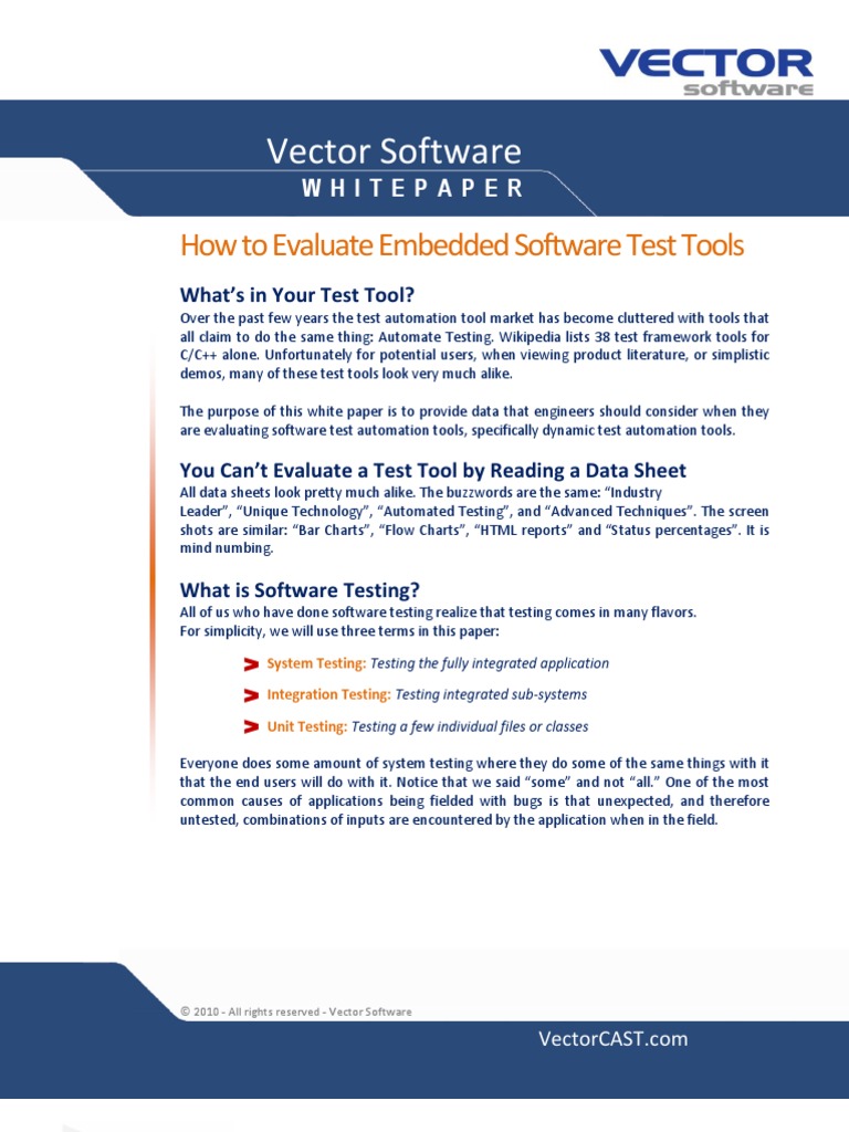 How To Evaluate Embedded Software Test Tools Vector WP | PDF | Software ...