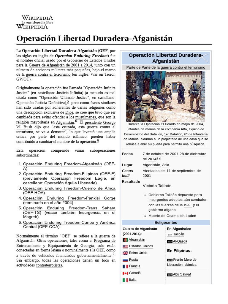 Operación Libertad Duradera-Afganistán | PDF | Militar | Seguridad ...