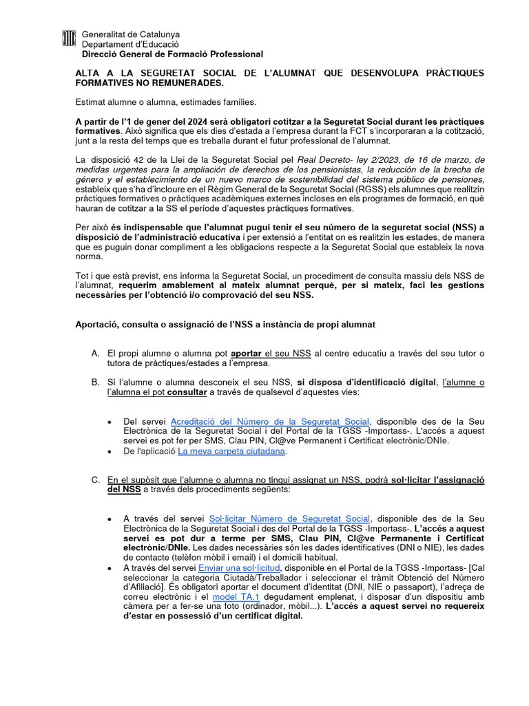 Alta SS Alumnes | PDF