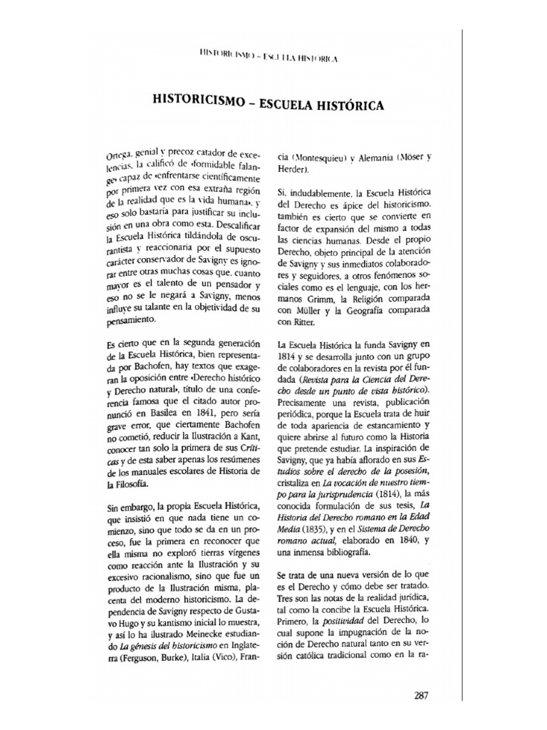 Historicismo - Escuela Histórica | PDF