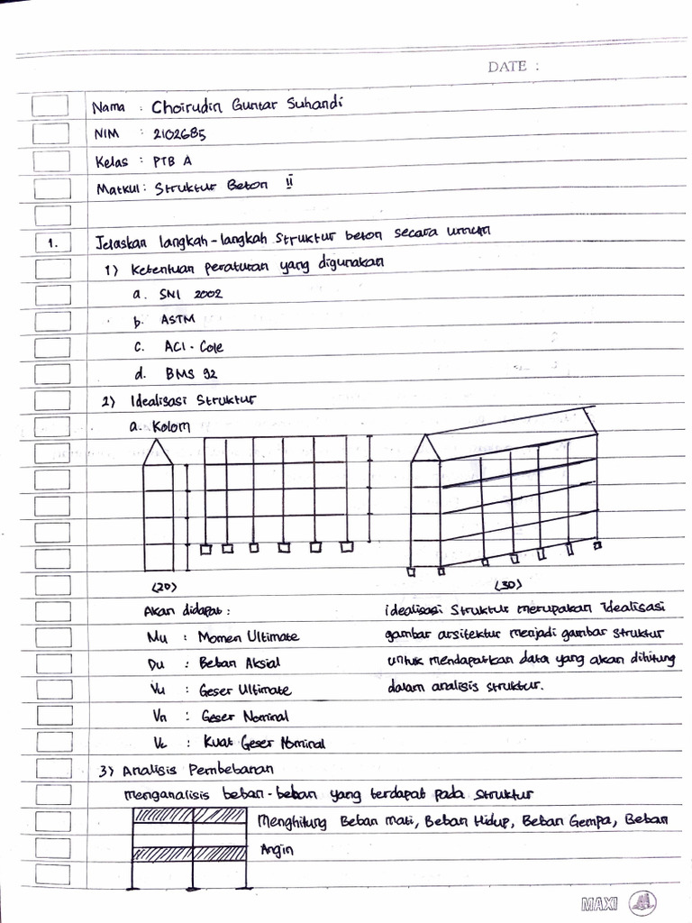 Choirudin Guntar Suhandi - PTB A - UTS Struktur Beton 2 | PDF