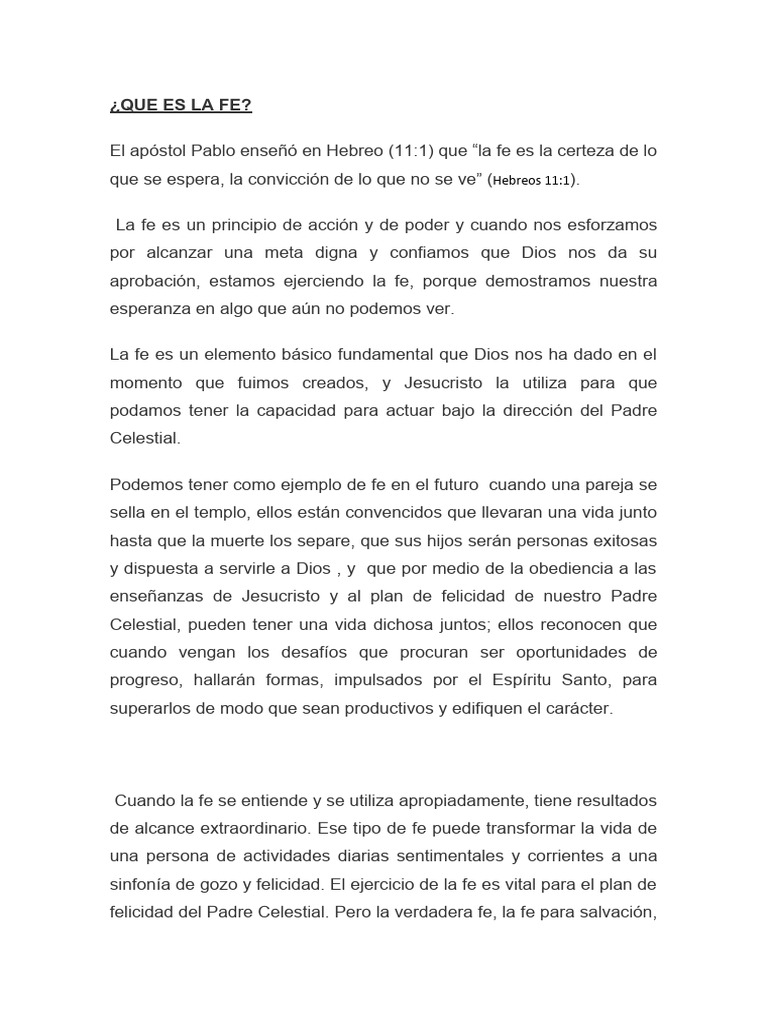 Que Es La Fe | PDF | Fe | Felicidad