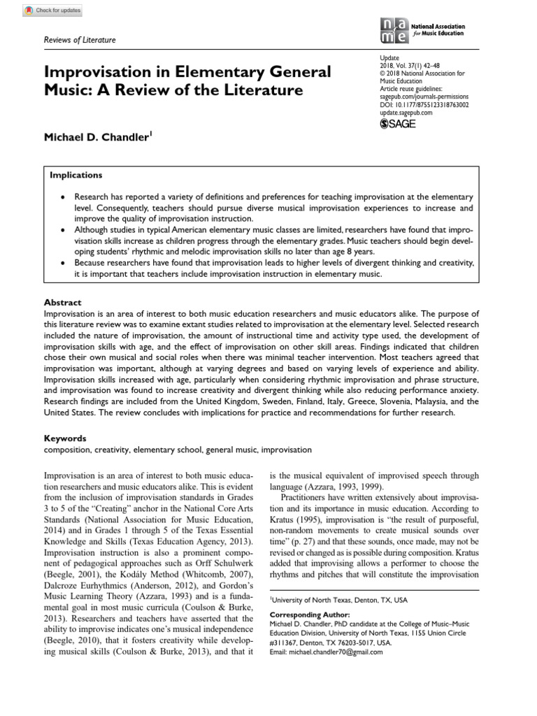 Improvisation in Elementary Music Education | PDF