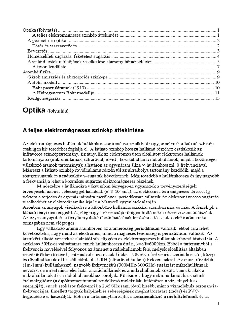 Modern Fizika, E-M Hullámok | PDF