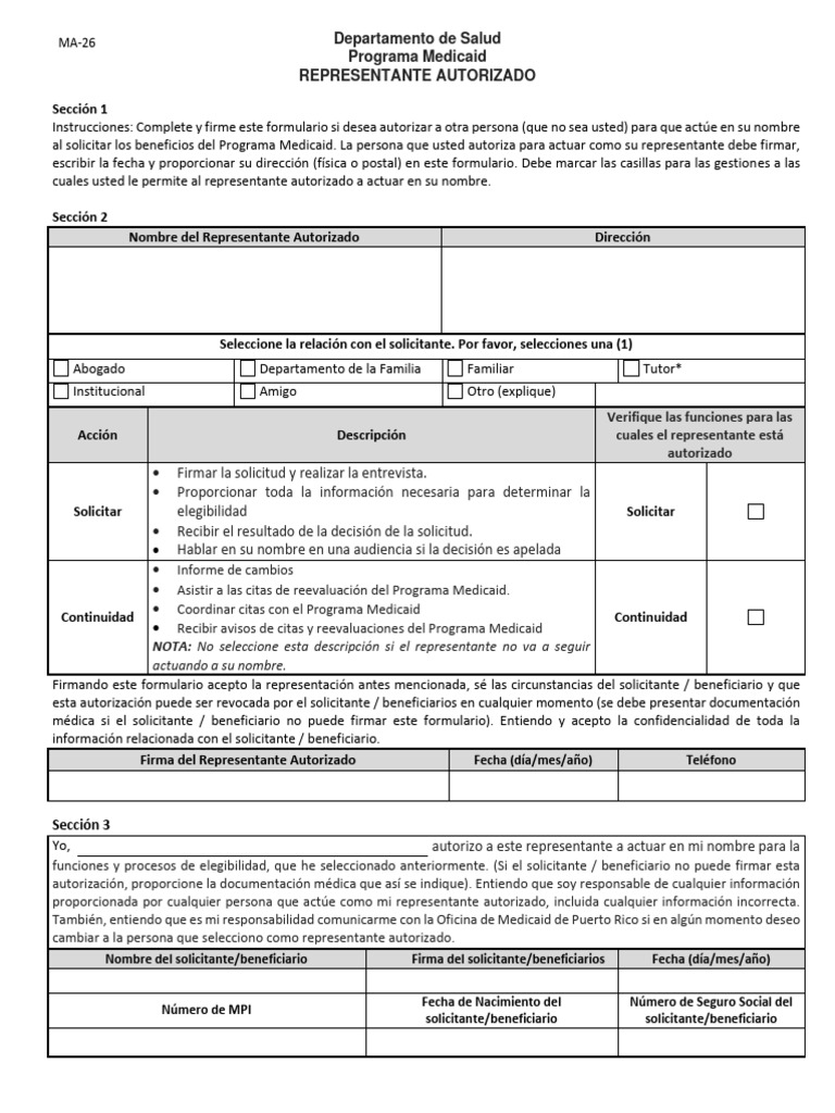 Autorización de Representante para Medicaid | PDF