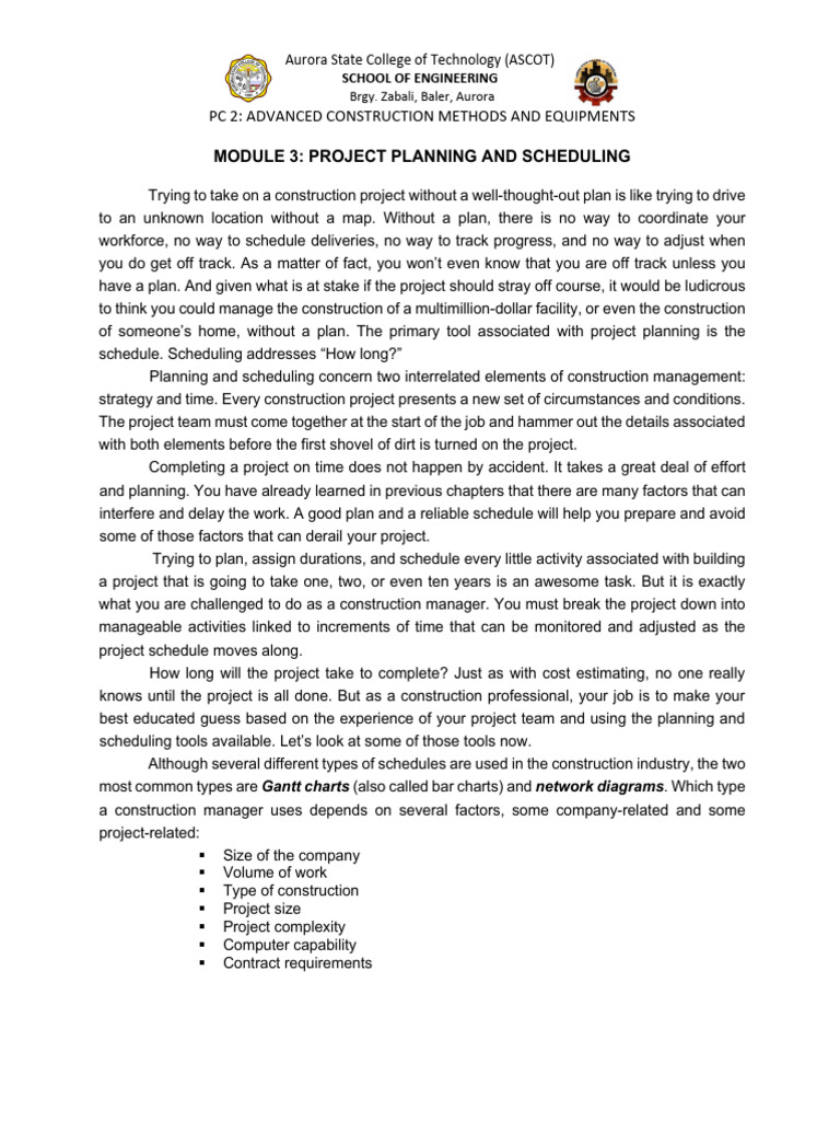 MODULE 3 Project Planning and SchedulingPERTCPM | PDF