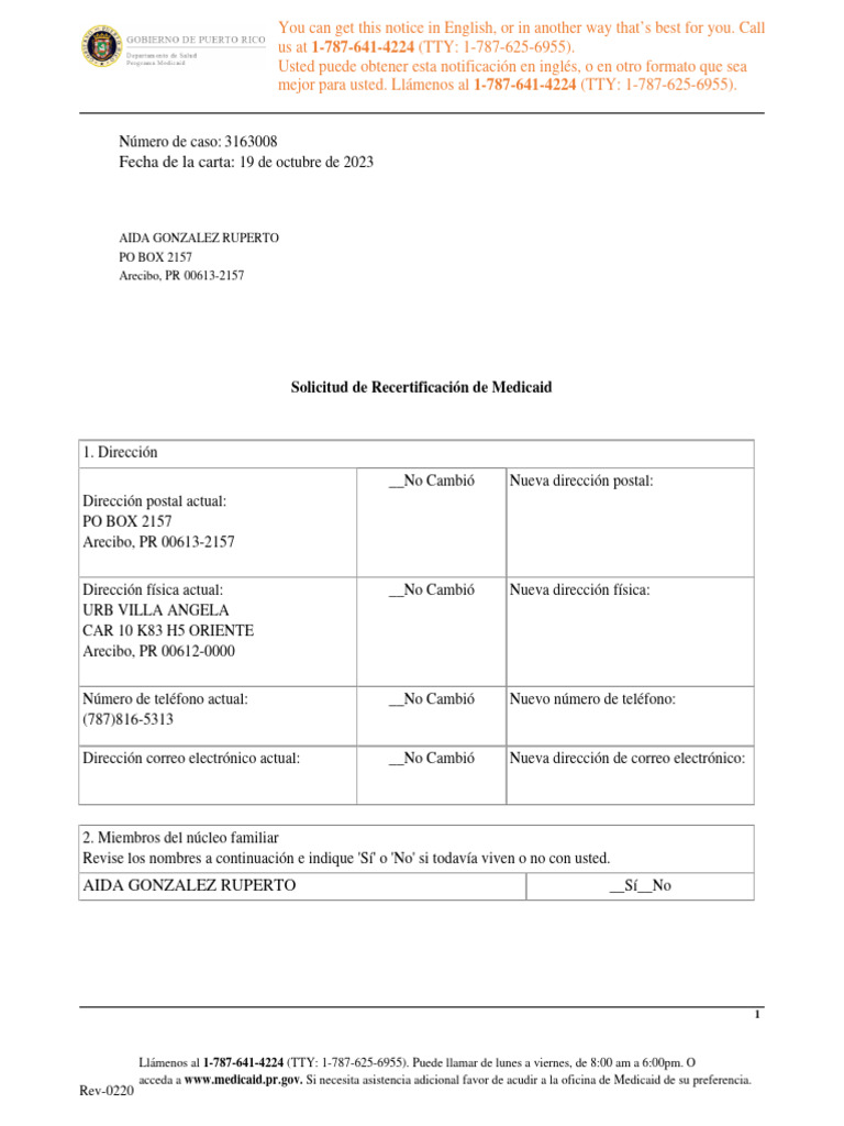 Solicitud de Recertificación de Medicaid - 16906171 | PDF | Medicare ...