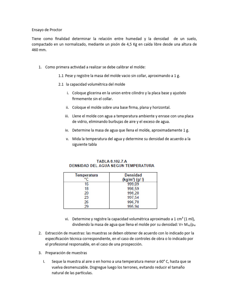 Ensayo de Proctor | PDF | Densidad | Hormigón