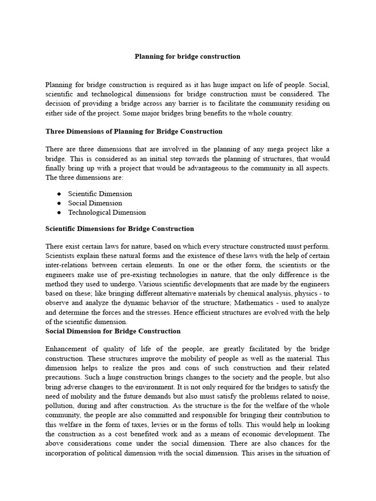 Bridge Construction Planning Overview | PDF | Concrete | Probability Theory