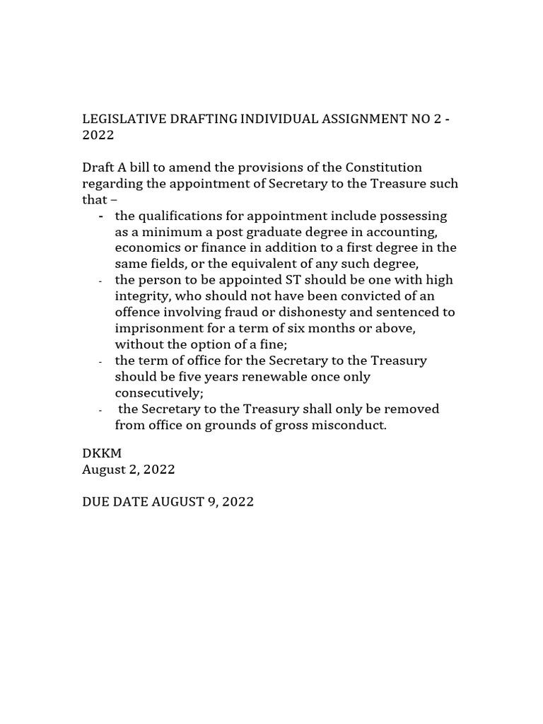 Leg Drafting Ind Assignment No 2 - 2022 | PDF