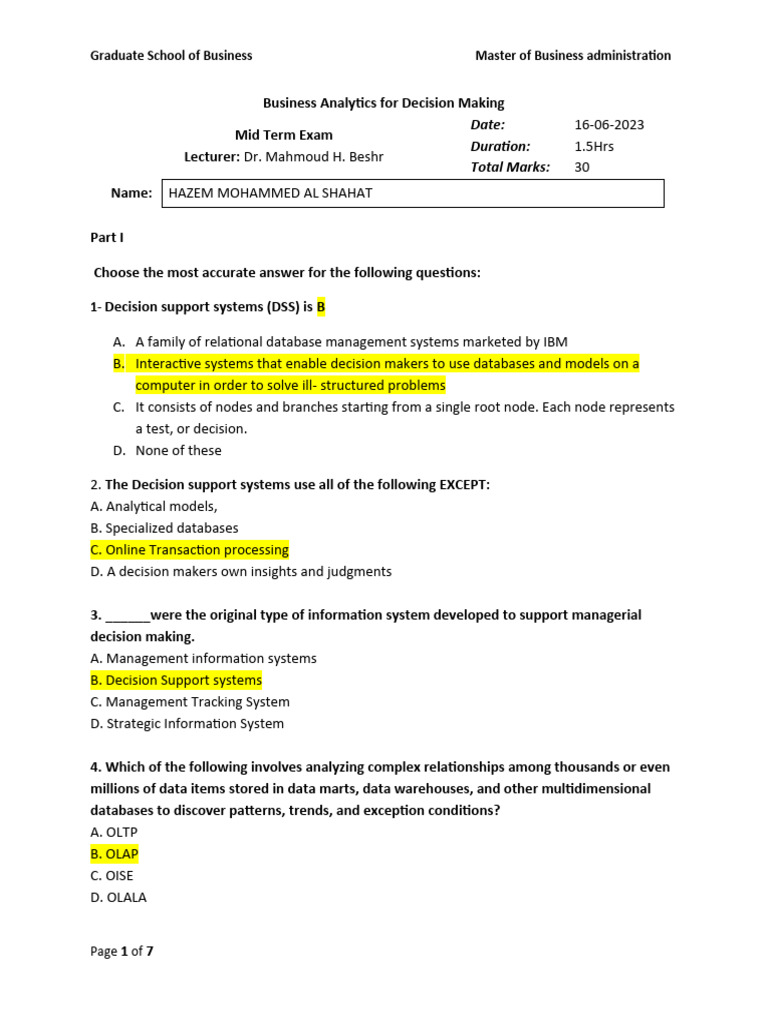 Business Analytics Midterm Exam Review | PDF | Sensitivity Analysis | Data