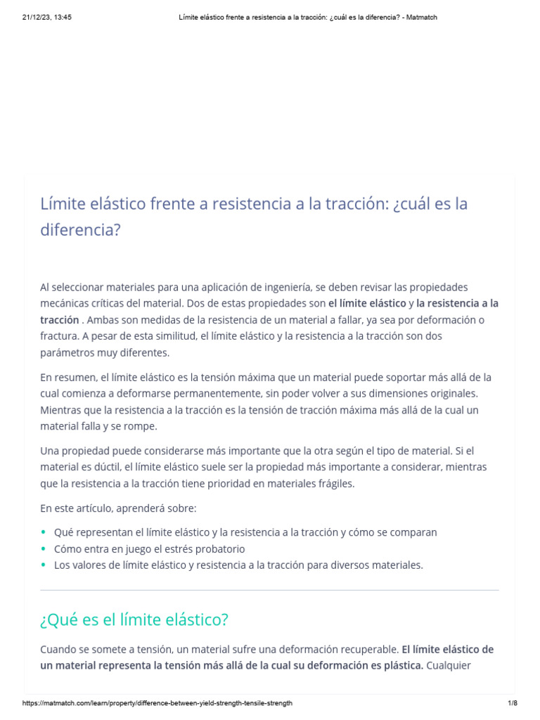 Límite Elástico Frente A Resistencia A La Tracción - ¿Cuál Es La ...