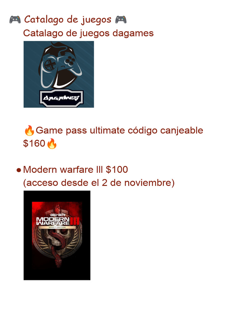 Catalago de Juegos Dagames | PDF
