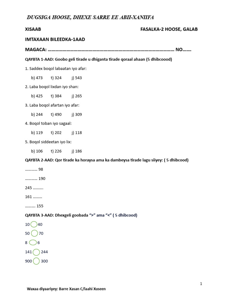Xisaab | PDF