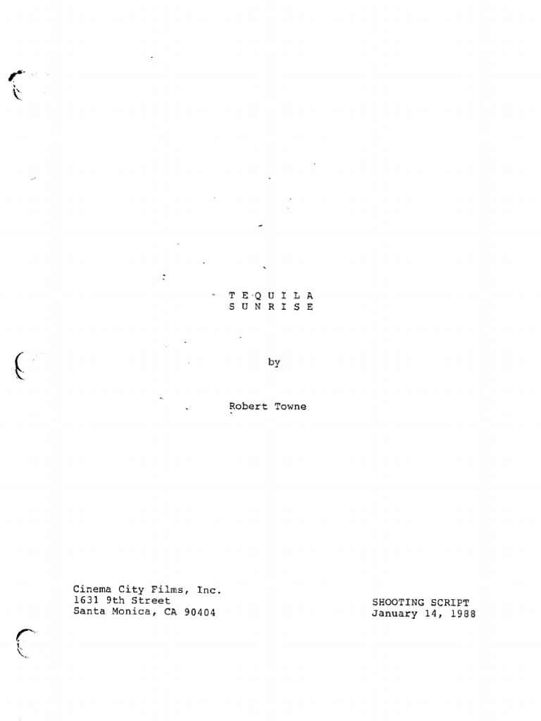 Tequila Sunrise 1988 Screenplay | PDF