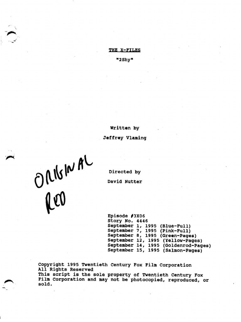 The X Files 306 2shy 1995 Screenplay | PDF