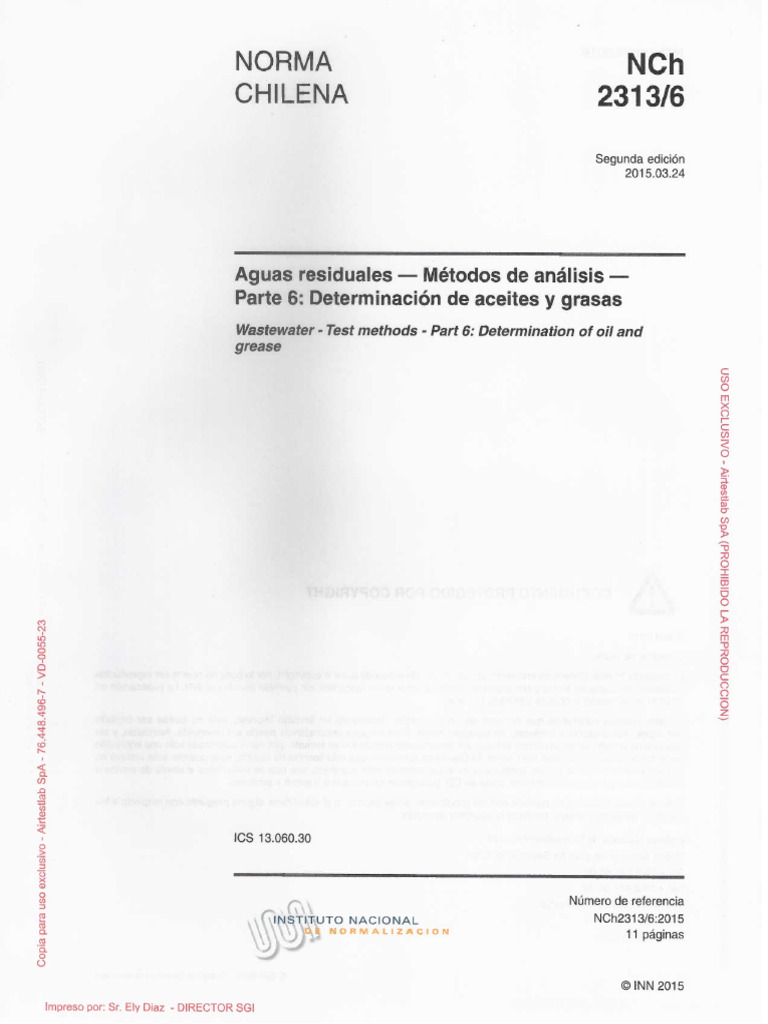 NCH 2313-6 Ac y Grasas | PDF