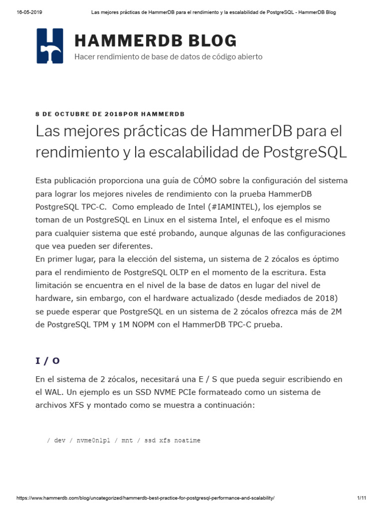 Las Mejores Prácticas de HammerDB para El Rendimiento y La Escalabilidad de PostgreSQL ...