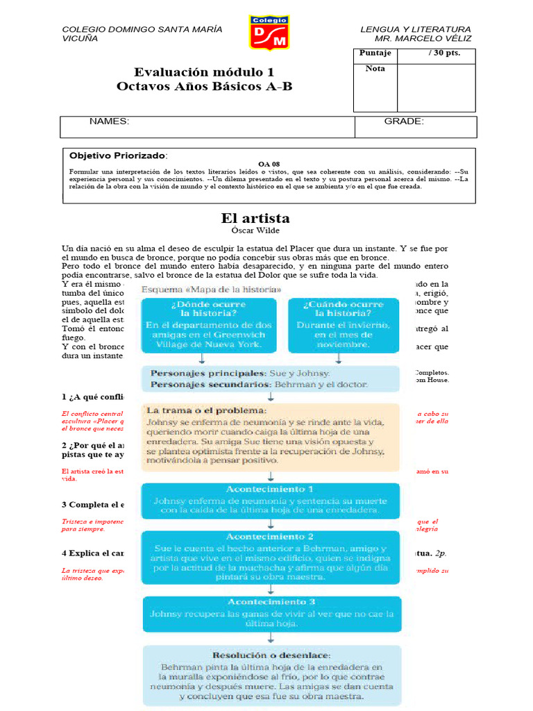 Revision - Prueba Modulo 1 Octavos Basicos - Mes Abril | PDF