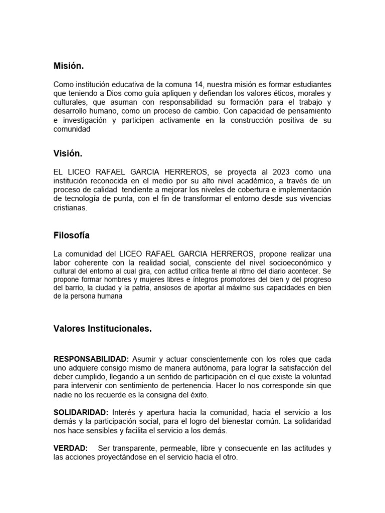 Mision, Vision y Filosofia | PDF | Tolerancia | Amor Mision, Vision y Filosofia | PDF | Tolerancia | Amor