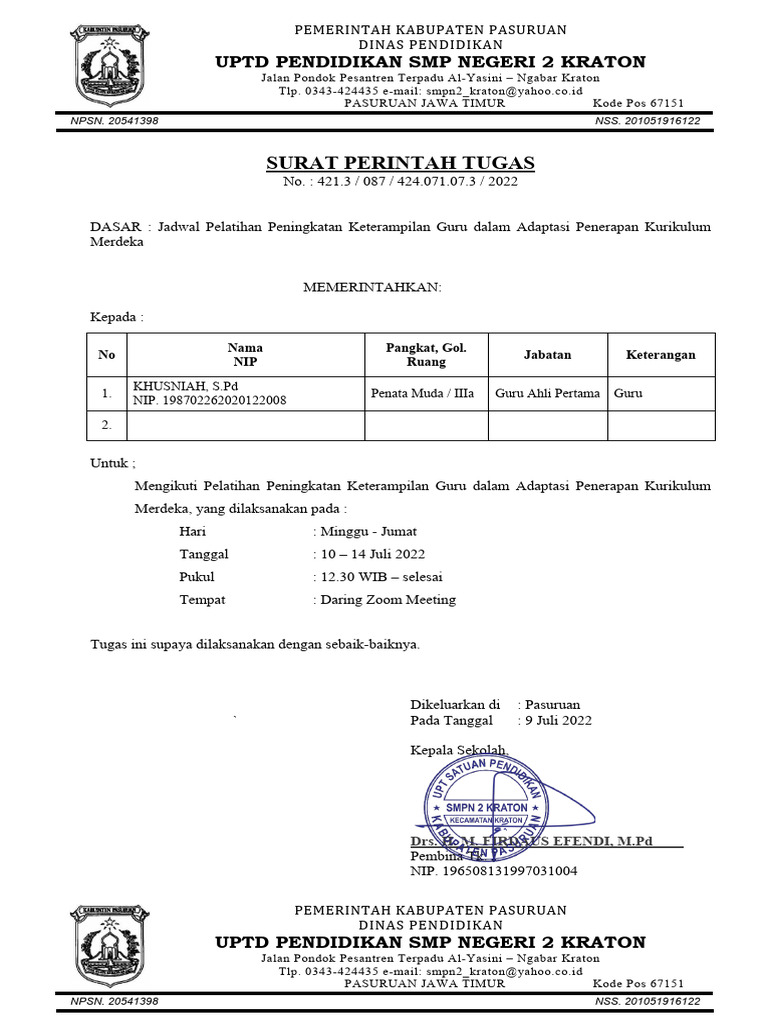 Format Surat Tugas | PDF