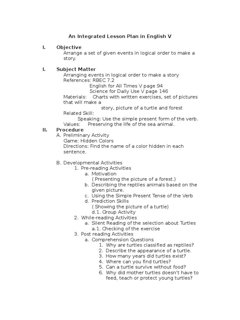 Integrated English Lesson Plan Sample | PDF | English Language | Grammar
