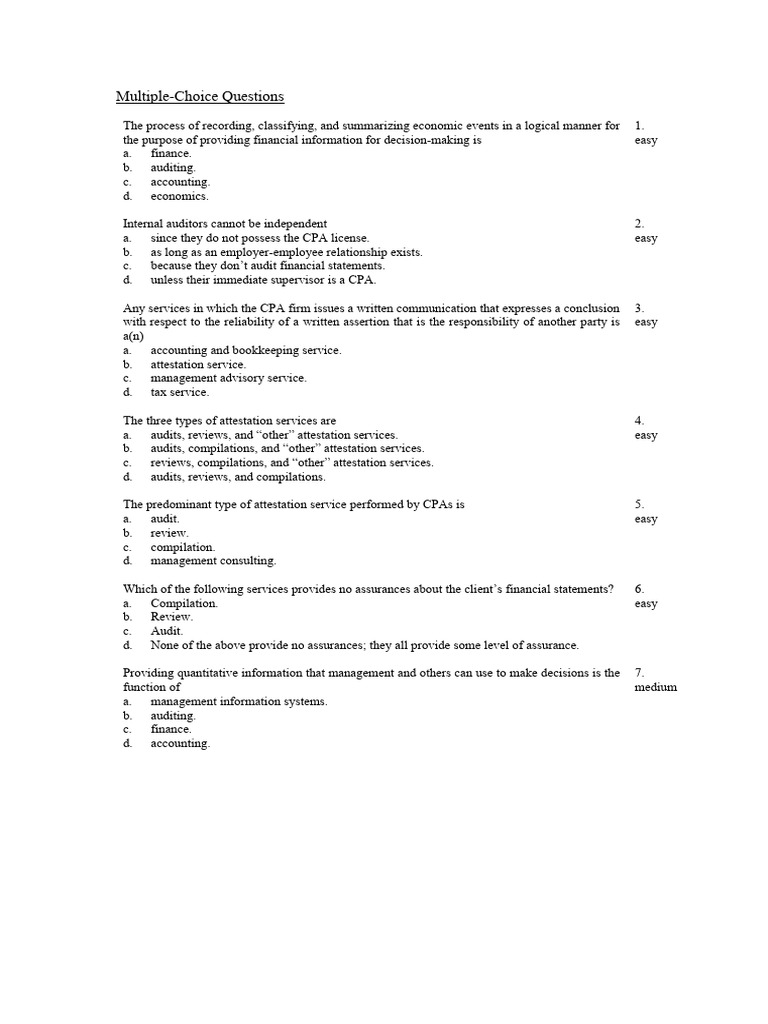 Multiple-Choice Questions | PDF