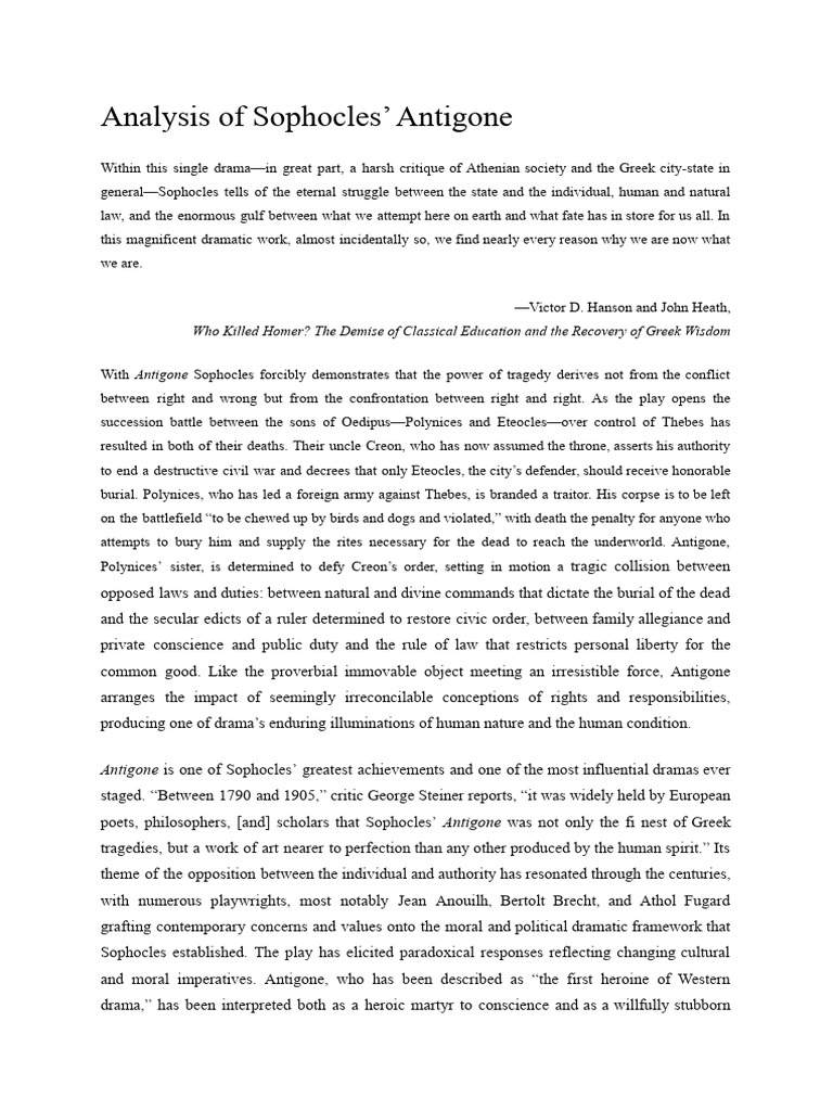 Antigone Analysis Pdf Philosophy