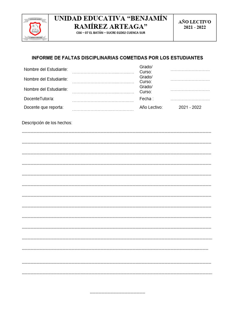 Formato Informe Disciplina | PDF