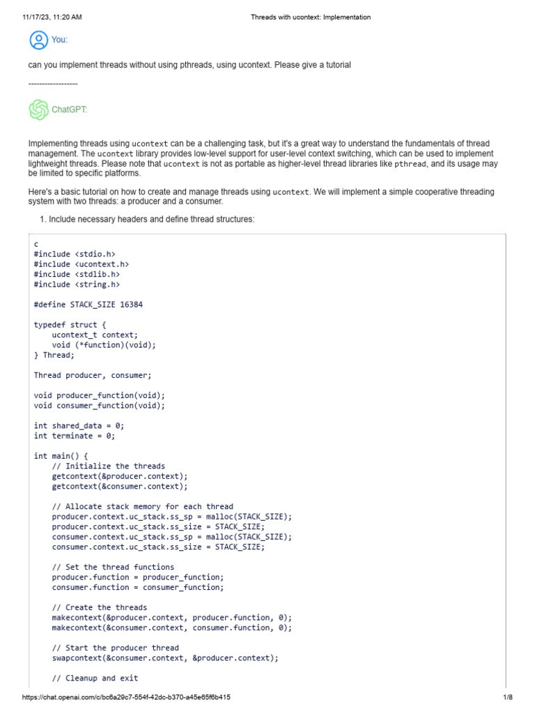 Threads With Ucontext - Implementation Chatgpt | PDF | Thread (Computing) | Pointer (Computer ...