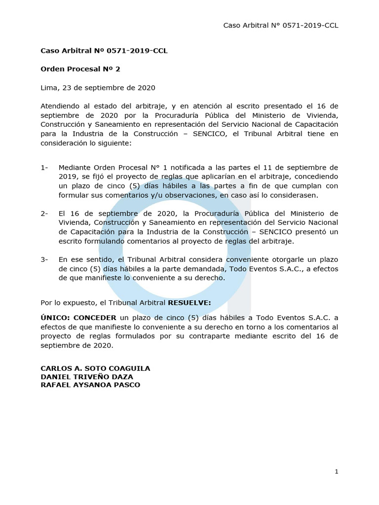 Orden Procesal #2 | PDF