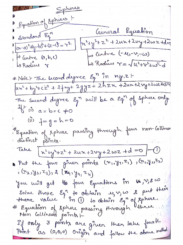 short notes of sphere , Cone cylinder and Generating lines notes ...
