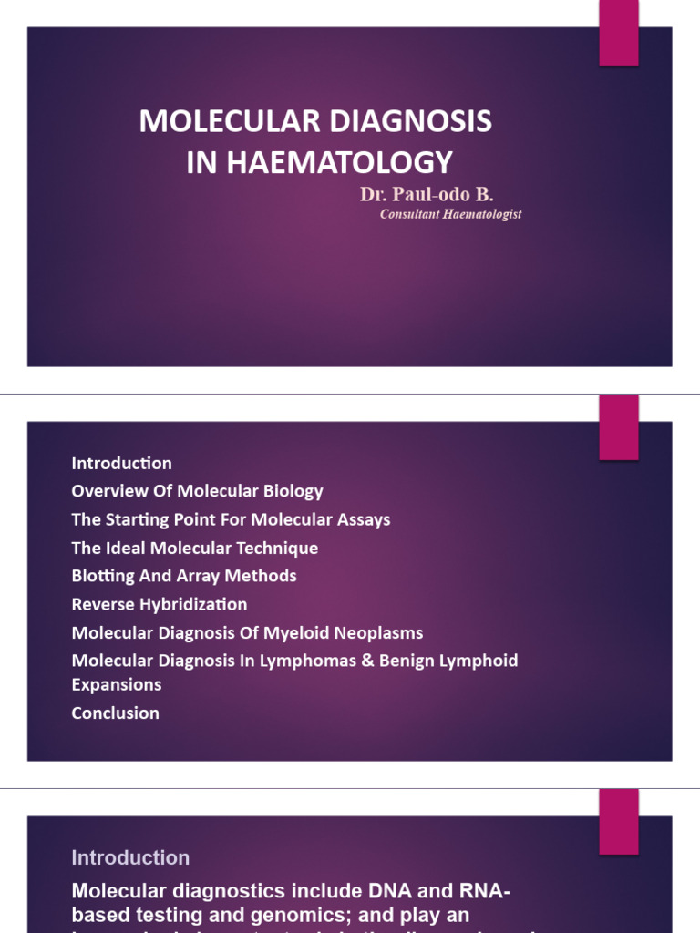 Molecular Diagnosis in Haematology | PDF | Molecular Biology ...