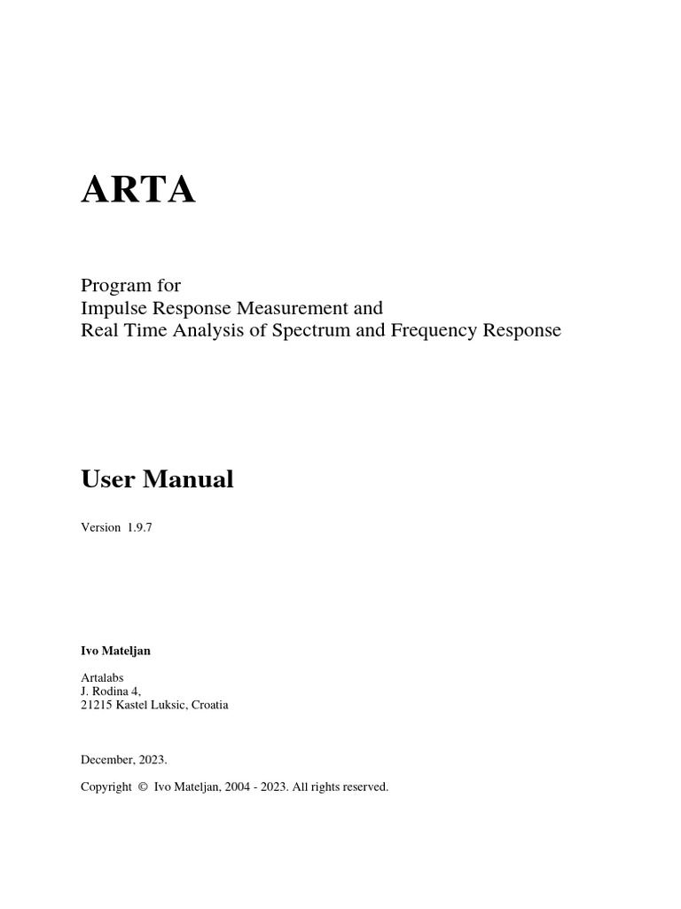 ARTA User Manual | PDF