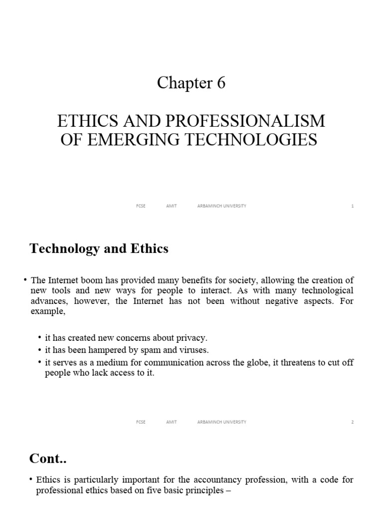 Chapter 6 ETHICS AND PROFESSIONALISM OF EMERGING TECHNOLOGIES | PDF | Privacy | Artificial ...