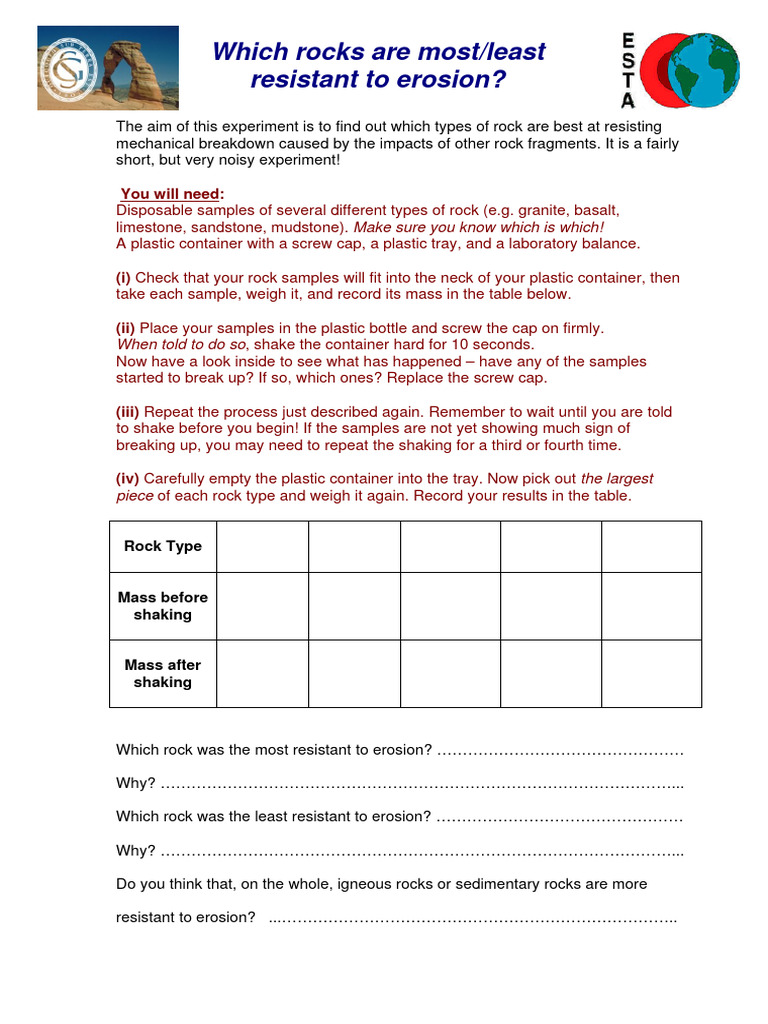 12 - Erosion Experiment | PDF | Rock (Geology) | Erosion