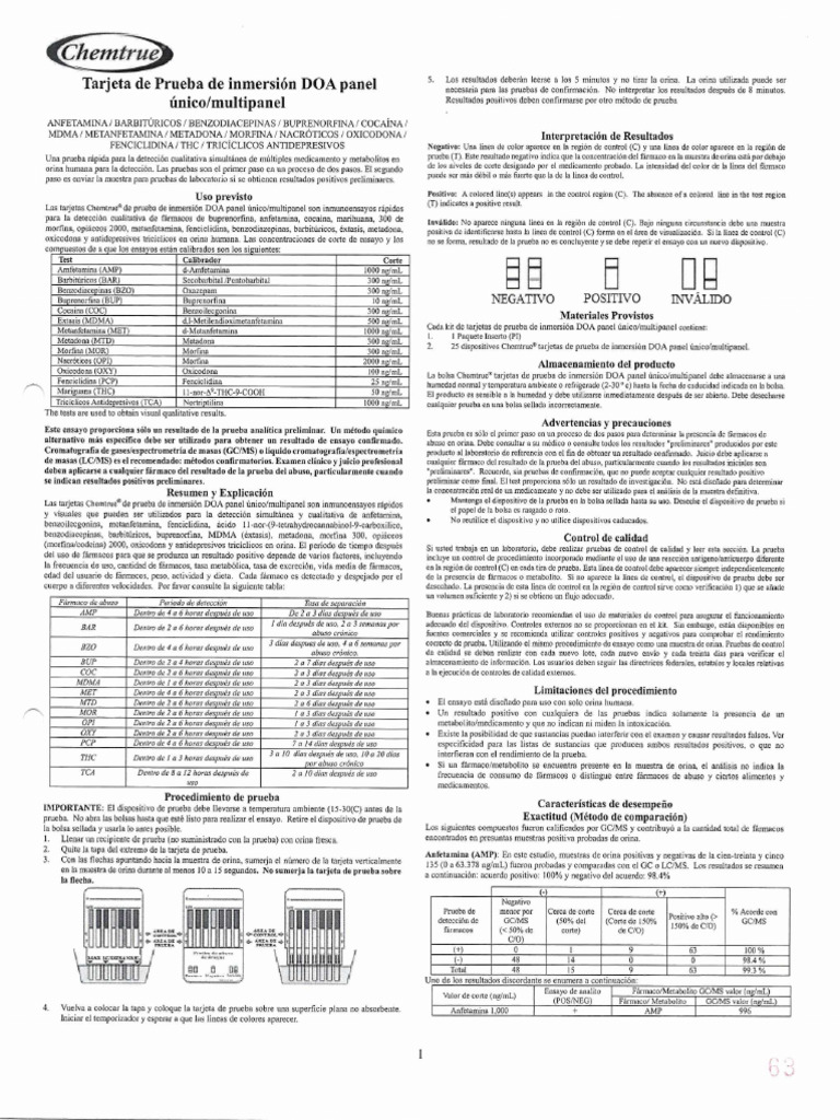 Resultados de Pruebas Antidoping Chemtrue | PDF | Mdma | Medicamentos ...