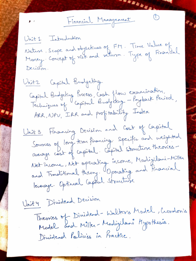 Financial Management Notes Oct 12, 2022 | PDF