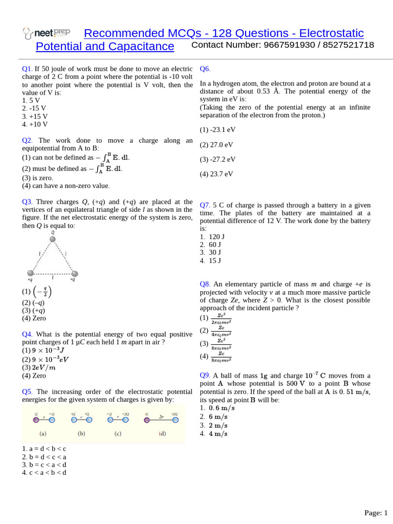 02 - Electrostatic Potential and Capacitance | PDF