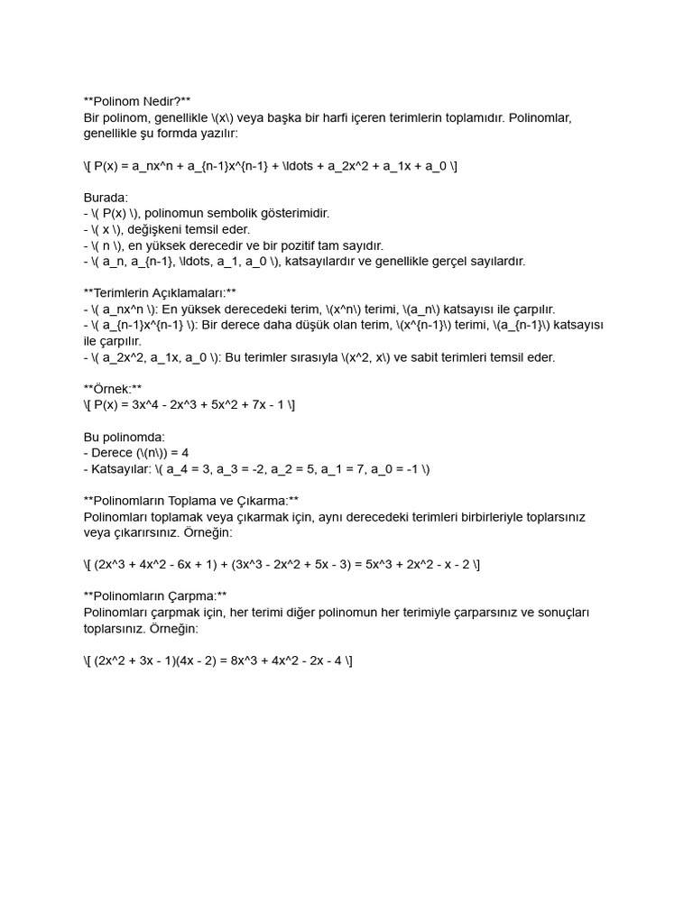 Polinomlar | PDF