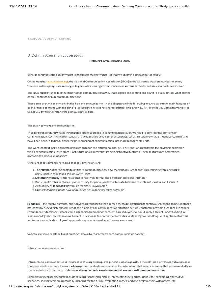 An Introduction To Communication - Defining Communication Study - Ecampus-Flsh | PDF ...