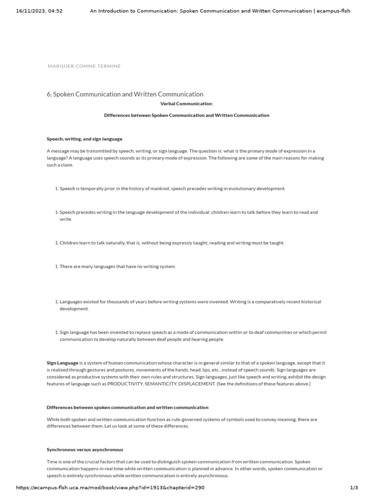 Spoken vs. Written Communication Explained | PDF | Communication | Sign ...